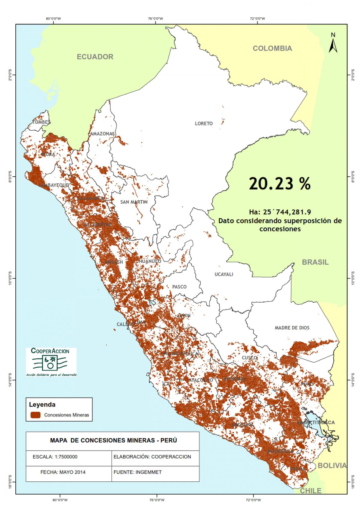MAPA DE CONCESIONES MINERAS DEL PERÚ MAYO DE 2014 - CooperAcción